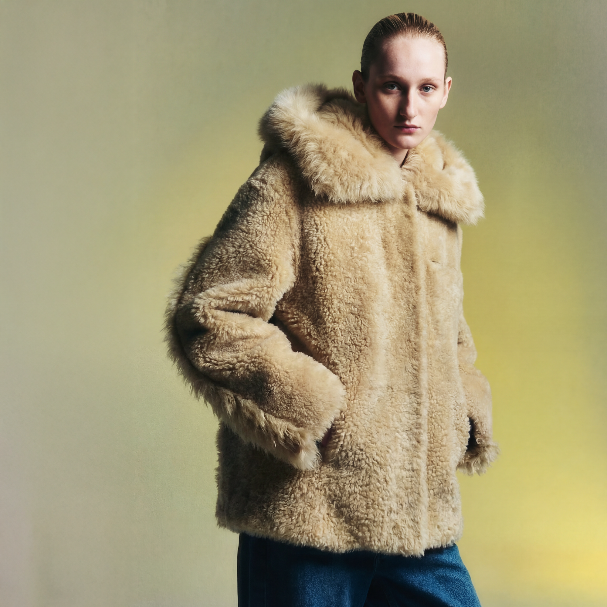 Cream Shearling Coat